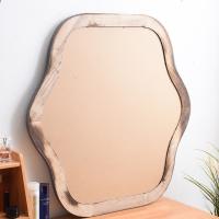 China Bedroom Mirror with Wave Frame and Customized Logo Acceptable Silk-screen Printing for sale