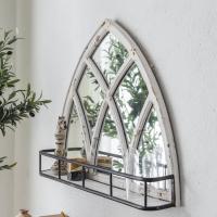China Natural Style Wooden Mirror Frame Decorative with Storage Shelf White or Custom Color for sale