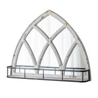 China Natural Style Wooden Mirror Frame Decorative with Storage Shelf White or Custom Color for sale