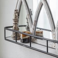 China Natural Style Wooden Mirror Frame Decorative with Storage Shelf White or Custom Color for sale