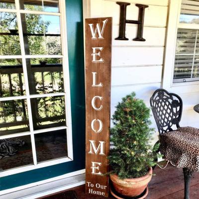 China Rustic Style Wooden Welcome Sign Hand-Painted for a Unique and Personalized Look for sale
