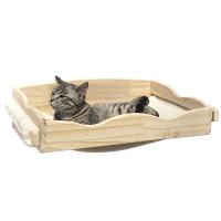 China Simple Design Wooden Cat Tree House Furniture for Small Pets Varnished Customizable for sale