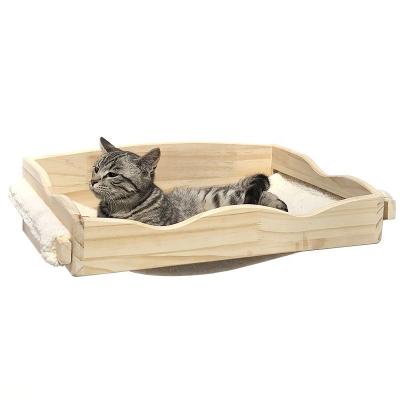 China Simple Design Wooden Cat Tree House Furniture for Small Pets Varnished Customizable for sale