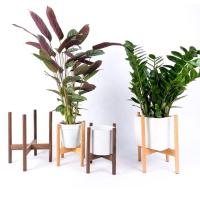 China Nordic Concise Style Wooden Flower Pot Stand Adjustable Bamboo Plant Stands for Indoor for sale