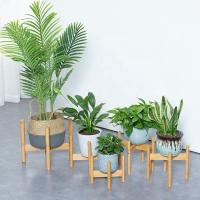 China Nordic Concise Style Wooden Flower Pot Stand Adjustable Bamboo Plant Stands for Indoor for sale