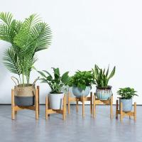 China Nordic Concise Style Wooden Flower Pot Stand Adjustable Bamboo Plant Stands for Indoor for sale