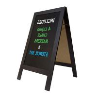 China Wind Resistant Solid Wood Chalk Board Stand Made of Pine Wood with Customized Logo for sale