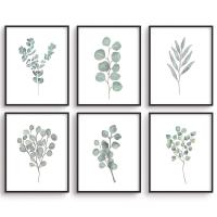 China Green Botanical Plant Wall Art Set of 4/6 Plant Wood Wall Decor Pictures 8