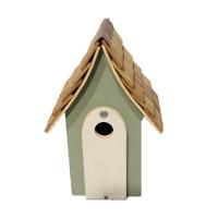 China Windproof Solid Pattern Wooden Bird House with Custom Color Painted Garden Decor for sale