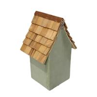 China Windproof Solid Pattern Wooden Bird House with Custom Color Painted Garden Decor for sale