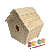 China Print Pattern Wooden Cedar Bird House Cages for DIY Decoration and Decor for sale