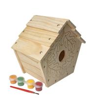 China Print Pattern Wooden Cedar Bird House Cages for DIY Decoration and Decor for sale