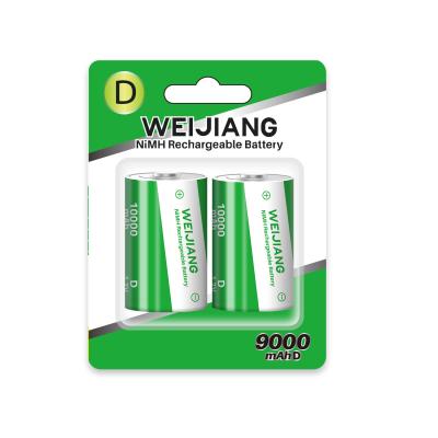 China OEM Hight Capacity D nickel metal hydride battery charger long shelf life NIMH 9000mah for sale