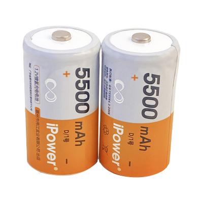 China 1.2V Rechargeable NiMH Battery 5500mAh D Size Eco batteries Supermarket Sale Wholesale for sale