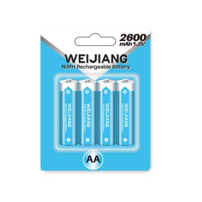 China High Quality  1.2V AA 2600mah Nimh Rechargeable Battery Ni-mh for sale