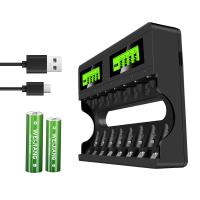 China LCD Display Smart Rechargeable Battery Charger With 8 Slots For AA / AAA NiMh NiCd for sale
