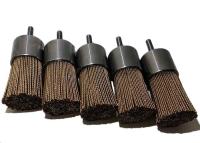 China 25mm Solid Shank Brass Coated Steel Wire End Brush for Cleaning and Polishing for sale