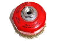 China 100mm Outer Diameter Crimped Wire Brass Coated Cup Wire Brush for Angle Grinder for sale
