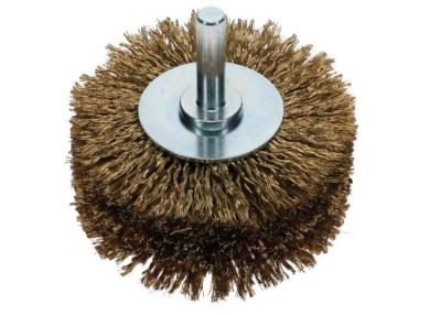 China Brass Wire Shaft Mounted Circular Brush 80mm x 6mm Shank for sale