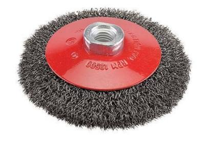 China High Tensile Crimped Conical Wire Brush 115MM OD With M14 Nut Size for sale