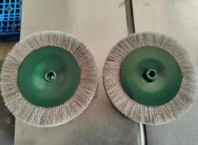 China Heavy Duty Face Width 200mm Brass Coarse Wire Wheel Wire Brush For Cleaning Rust for sale
