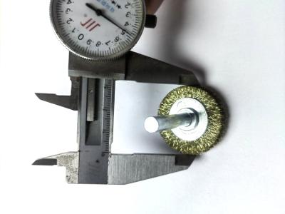 China Hot Selling 32mm Diameter Brass Wire Mounted Wheel Wire Brush with 6mm Shank for sale