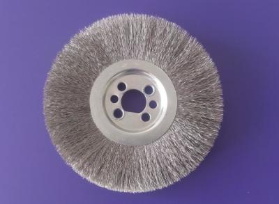 China Industrial 170mm Crimped Stainless Steel Wire Brush Wheel with Half Round Keyway for sale