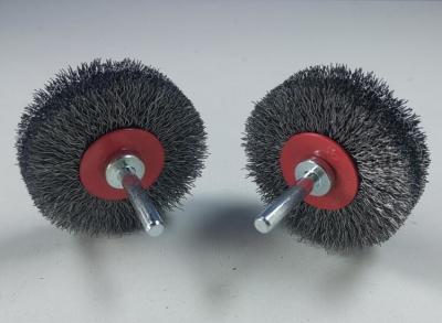 China Hot Selling 63mm Diameter Mounted Crimped Steel Wheel Brush with Shank 6mm for sale