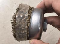 China Rotary Silver Cup Crimped Brass Wire Bowl Brush 75mm with Plastic Ring Protection for sale