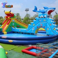China Outdoors Amusement Inflatable Water Slide Dragon Shark Inflatable Slide for sale