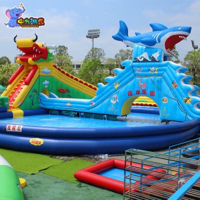 China Outdoors Amusement Inflatable Water Slide Dragon Shark Inflatable Slide for sale