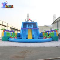 China Outdoor PVC Inflatable Floating Castle Bounce House Dolphin Slide for sale