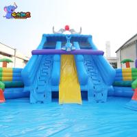 China Outdoor PVC Inflatable Floating Castle Bounce House Dolphin Slide for sale