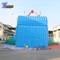 China Outdoor PVC Inflatable Floating Castle Bounce House Dolphin Slide for sale