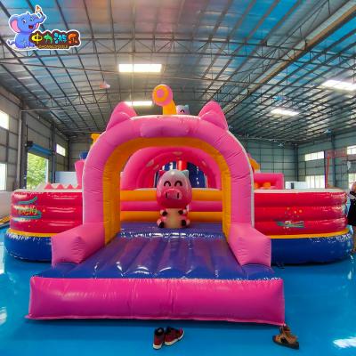 China Pink Pig Themed Inflatable Bouncy Castle Outdoor Playground Bouncy for sale