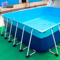 China Wear Resistant Metal Frame Portable Above Ground Pool Rectangular For Kids Swimming for sale