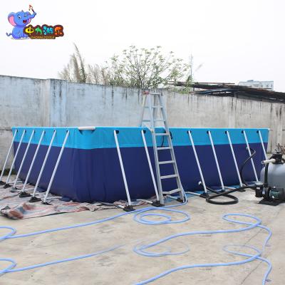 China Wear Resistant Metal Frame Portable Above Ground Pool Rectangular For Kids Swimming for sale