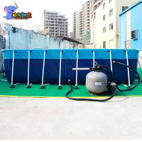 China Wear Resistant Metal Frame Portable Above Ground Pool Rectangular For Kids Swimming for sale