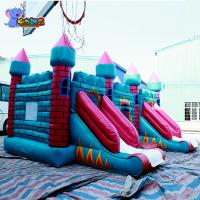 China Flame Theme Inflatable Bouncy Castle Outdoor Inflatable Castle Slide Combo for sale
