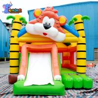China Outdoors Tiger Inflatable Bouncy Castle Slide Trampoline Odorless for sale