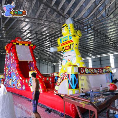 China OBM Double Lane Inflatable Water Slide Bouncing Castle For Children'S Playgrounds for sale