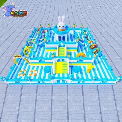 China White Slide Inflatable Bouncy Castle Blow Up Water Bounce House Wear Resistant for sale