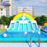 China Personalised Inflatable Bouncy Castle Obstacle Course Rainbow Water Park for sale