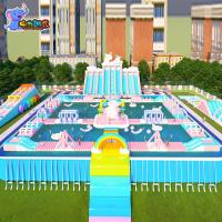 China Personalised Inflatable Bouncy Castle Obstacle Course Rainbow Water Park for sale