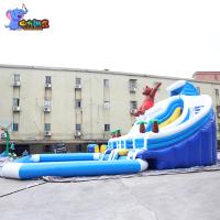 China Customised 30 Ft Inflatable Water Slide Bouncy Paddling Pool Tear Resistant for sale