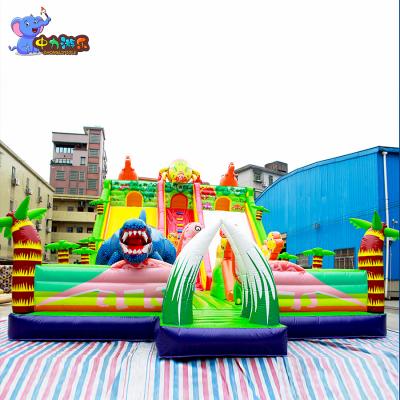 China Outdoor PVC Big Inflatable Bounce House Dinosaur Bouncy Castle With Slide for sale