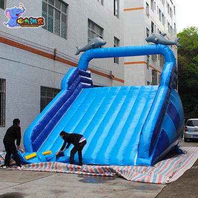 China Blow Up Dolphin Inground Pool Inflatable Slide Water Park 20 Ft ODM for sale
