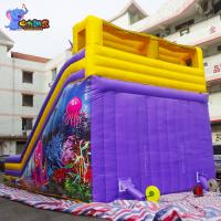 China Modular Octopus Inflatable Big Waterslides 30 Ft With Pool Anti slip for sale