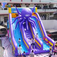 China Modular Octopus Inflatable Big Waterslides 30 Ft With Pool Anti slip for sale