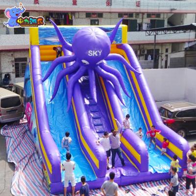 China Modular Octopus Inflatable Big Waterslides 30 Ft With Pool Anti slip for sale